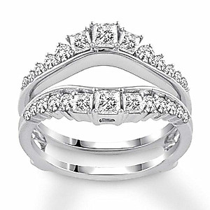 Ritika Created Princess & Round Cut White Diamond In 925 Sterling Silver 14K White Gold Over Diamond Engagement Enhancer Ring for Women's