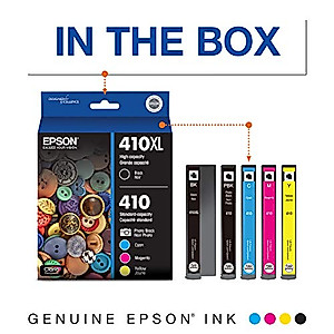 Epson 410XL Black & Standard Photo Black and C/M/Y Color Ink Cartridges, Combo 5 Pack (T410XL-BCS) & 410XL Photo Black Ink Cartridge, High Capacity (T410XL120)