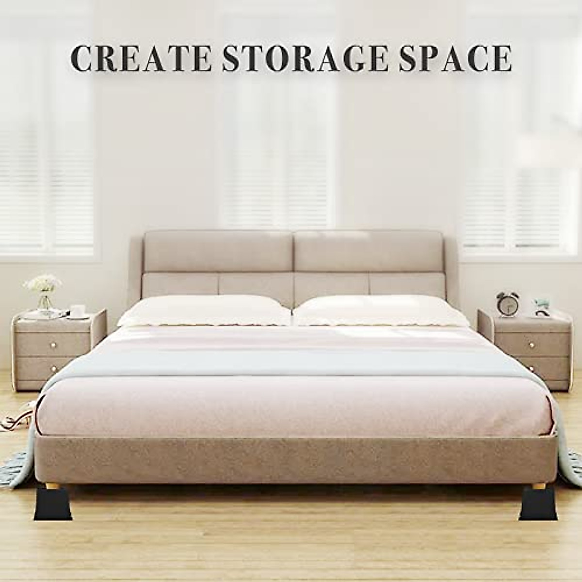 Jeethemy Bed Risers, 6-inch Furniture Risers for Desk/Couch/Sofa/Table and Chair Leg Lifts,Widen and Enlarge The Design Heavy Duty Set of 4, Supports up to 6600 lbs,XL Rectangle Black