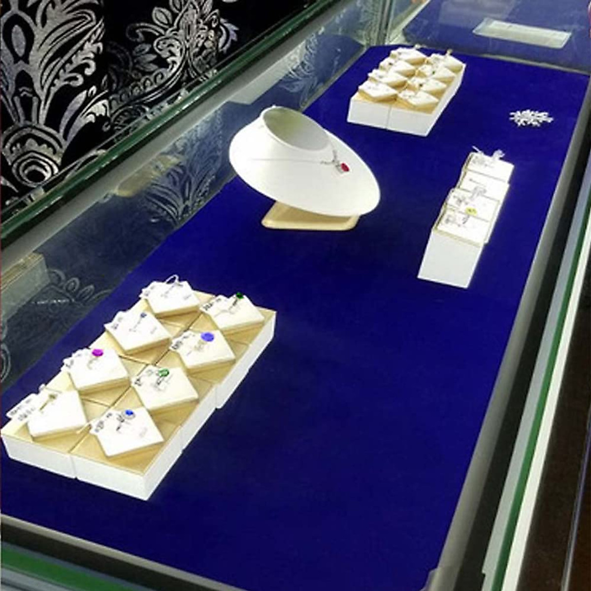 Self Adhesive Velvet Flocking Liner for Jewelry Drawe Self Adhesive Felt Fabric,DIY Craft Fabric Peel Stick17.78X78.8 Inch (Approx.45 x199 cm) (Blue)