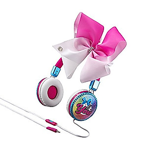 JoJo Siwa Bow Fashion Headphones with Built-in Microphone for Video Call or Zoom Meeting, Wired Headphones & Travel Pouch Designed for Fans of JoJo Siwa Gifts