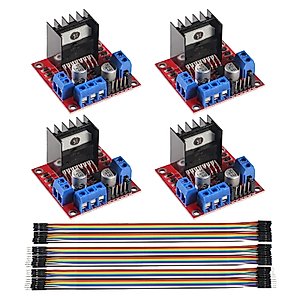 AEDIKO 4pcs L298N Motor Drive Controller Board Module Dual H Bridge DC Stepper with Jumper Wires M/F M/M F/F for DIY Electric Projects, Smart Car Robot