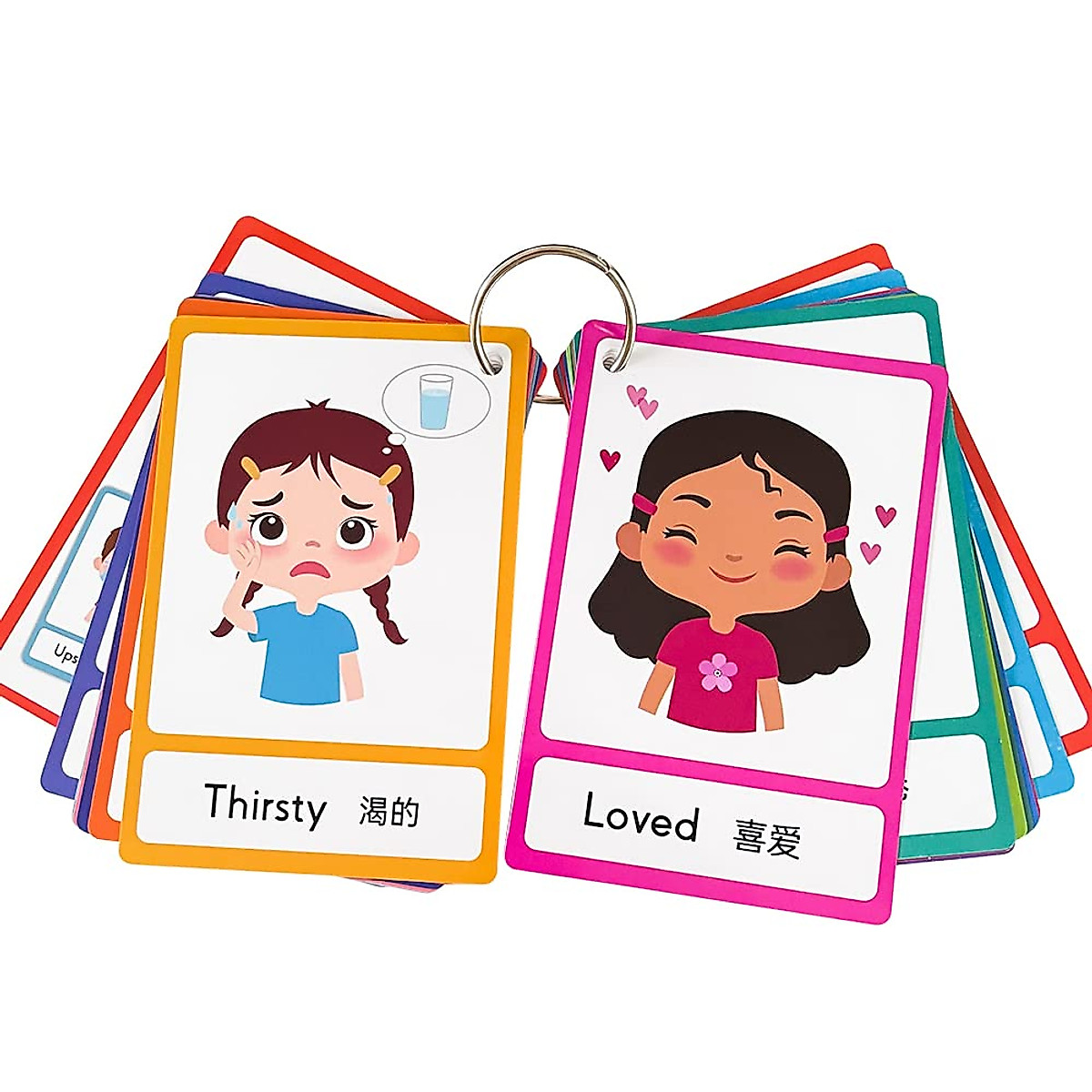 Richardy My Emotion English Words Educational Flash Cards Feelings Expressing Vocabulary Building Homeschool Kindergarten Supplies Kids Toddlers Learning Toys 17 Cards 34 Words