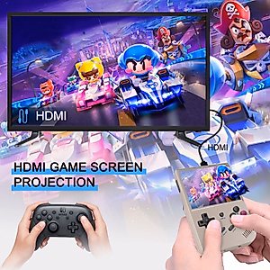 Anbernic RG35XX Handheld Game Console Retro Games Consoles with 3.5 Inch IPS Screen 64G TF Card 5474 Classic Games 2100mAh Battery Support Linux and Garlic Dual Stylem, HDMI and TV Output Gray