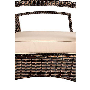 Patio Sense 62776 Bondi Armchair All Weather Lightweight & Durable Outdoor Seating Wicker Low Maintenance Khaki Cushion Included - Mocha