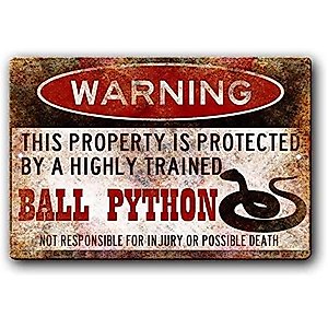 Ylens Ball Python Sign,Funny Metal Signs,Ball Python Accessories,Snake Warning Sign Aluminum Metal Sign 8 X 12 Inches