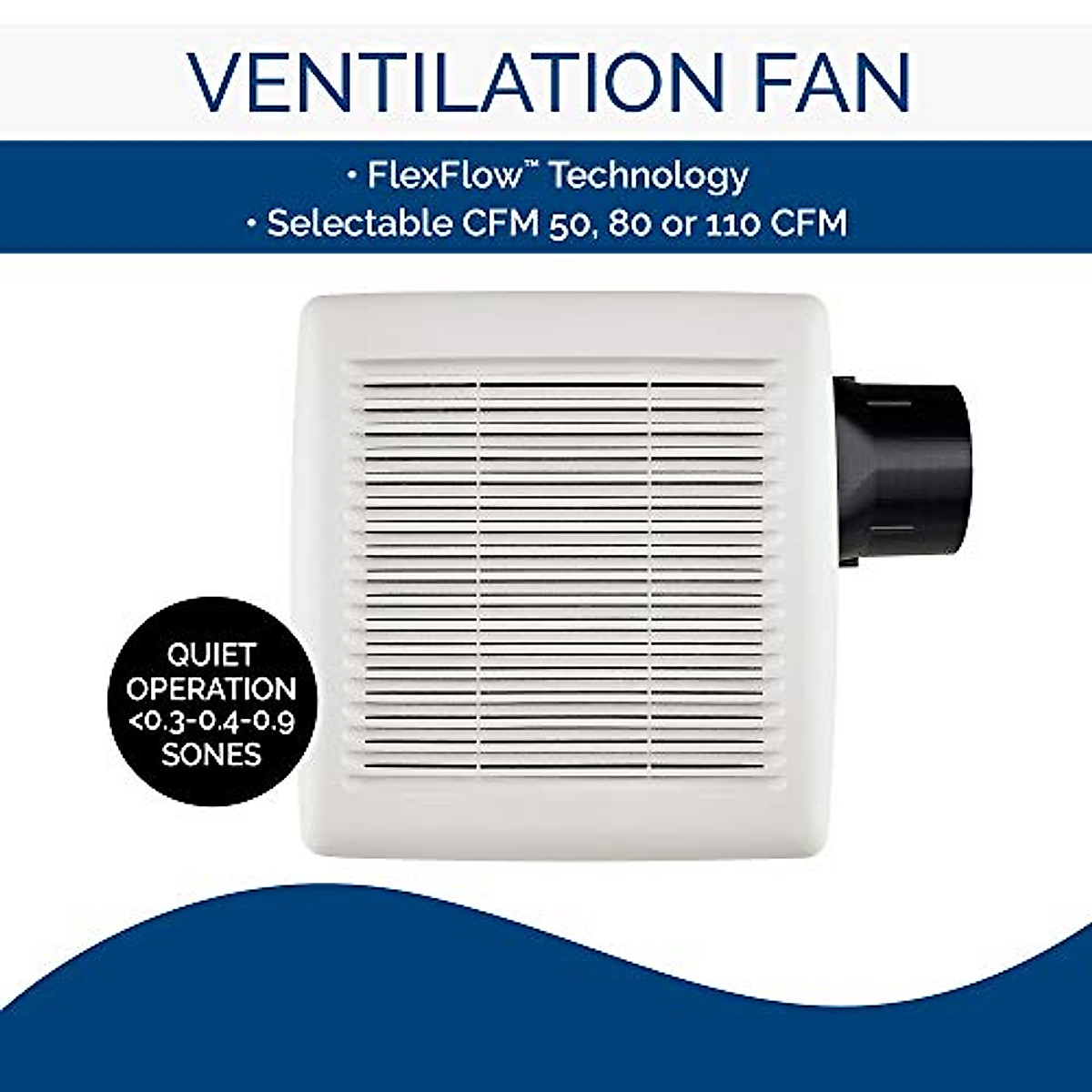 Broan-NuTone AE50110DC Flex DC Series ENERGY STAR Certified Bathroom Ventilation Fan, Medium, White