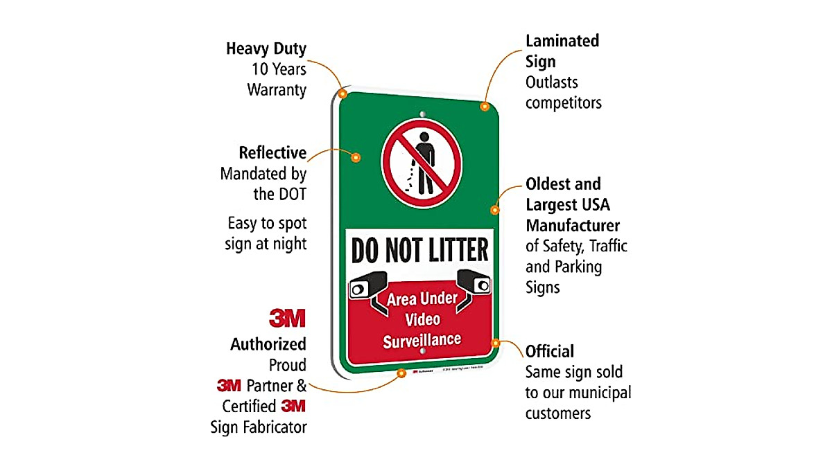 SmartSign Do Not Litter Metal Sign - Reflective & Durable