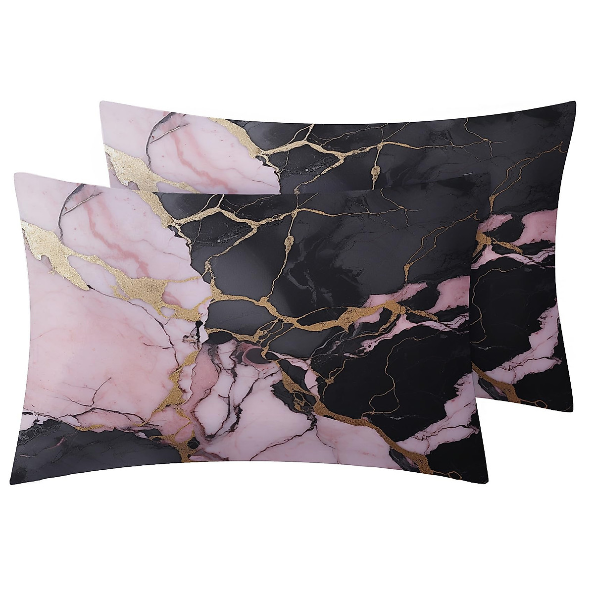 zcwl Marble Duvet Cover Cal King Size | Pink and Black Abstract Bedding Set | 3 Piece | Soft Microfiber Patterned Comforter Cover with Zipper Ties & 2 Pillowcases | Marble Bedroom Decor