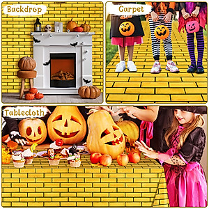 3Pcs Total 4.5x27 Feet Yellow Brick Road Floor Runner for Wizard Oz Party Decorations,Long Disposable Brick Stone Wall Backdrop Tablecloth for Halloween Princess Cosplay Medieval Castle Party Supplies