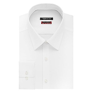 Van Heusen mens Slim Fit Flex Collar Stretch Solid Dress Shirt, White, 16.5 Neck 34 -35 Sleeve US