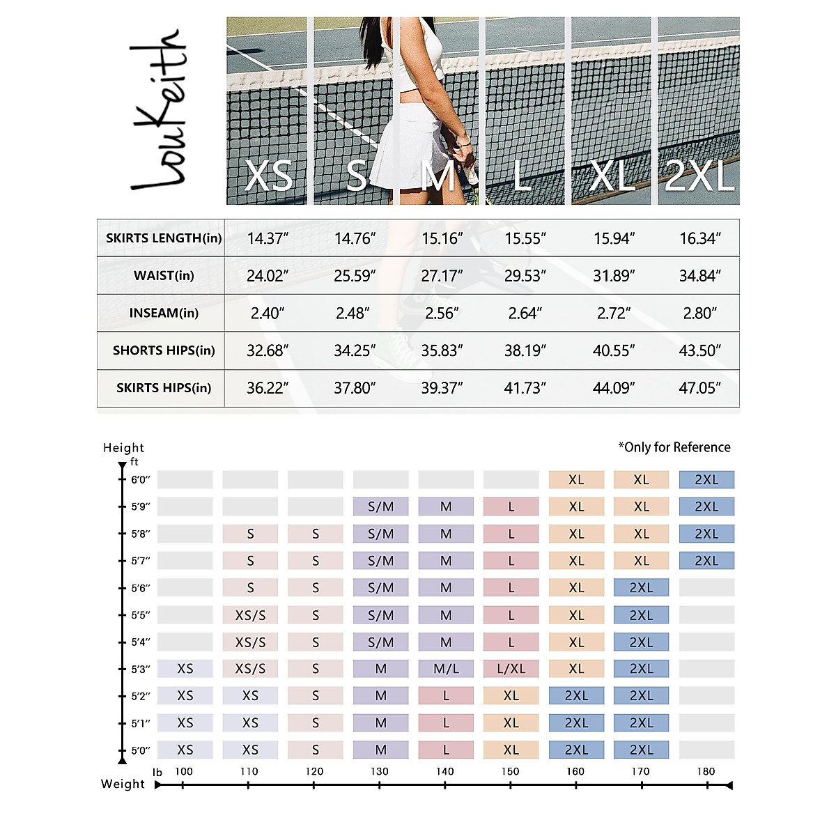 LouKeith Tennis Skirts for Women Golf Athletic Activewear Skorts Mini Summer Workout Running Shorts with Pockets Light Gray S