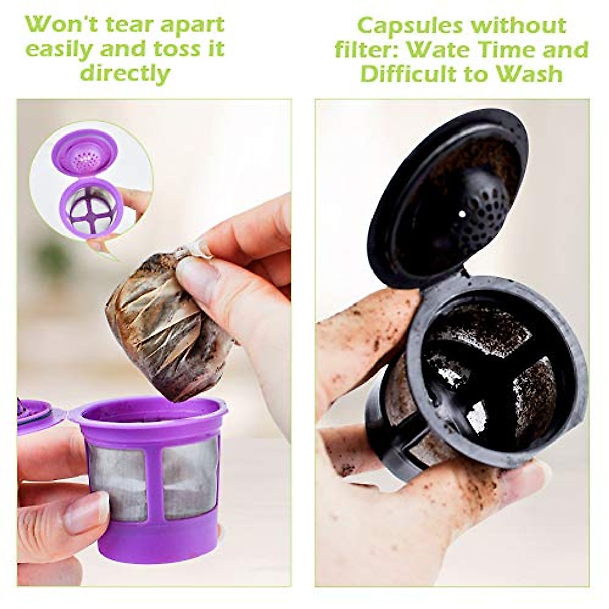 CAPMESSO Disposable Coffee Paper Filters Replacement Kerig Filter Compatible with Reusable Single Serve Pods Keurg Coffee Maker- 600 Count (Natural)