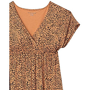 Amazon Essentials Women's Waisted Maxi Dress (Available in Plus Size), Dark Camel Leopard, Medium