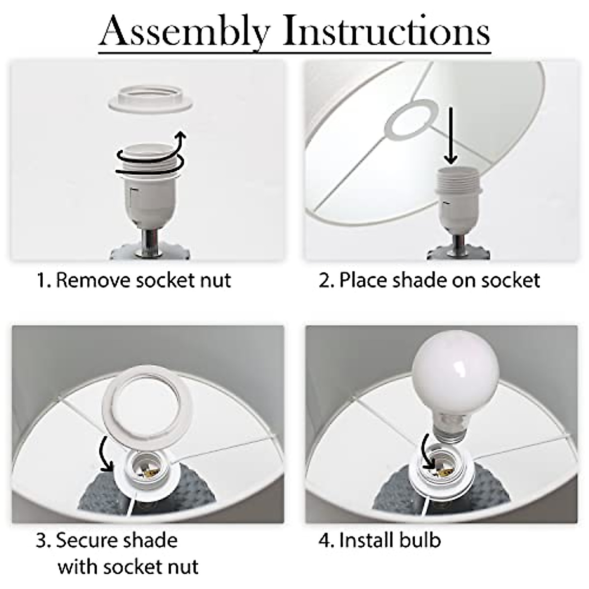 Simple Designs LT1135-OFF 20.4" Tall Traditional Ceramic Purled Texture Bedside Table Desk Lamp w White Fabric Drum Shade for Home Decor, Bedroom, Living Room, Entryway, Office, Off White