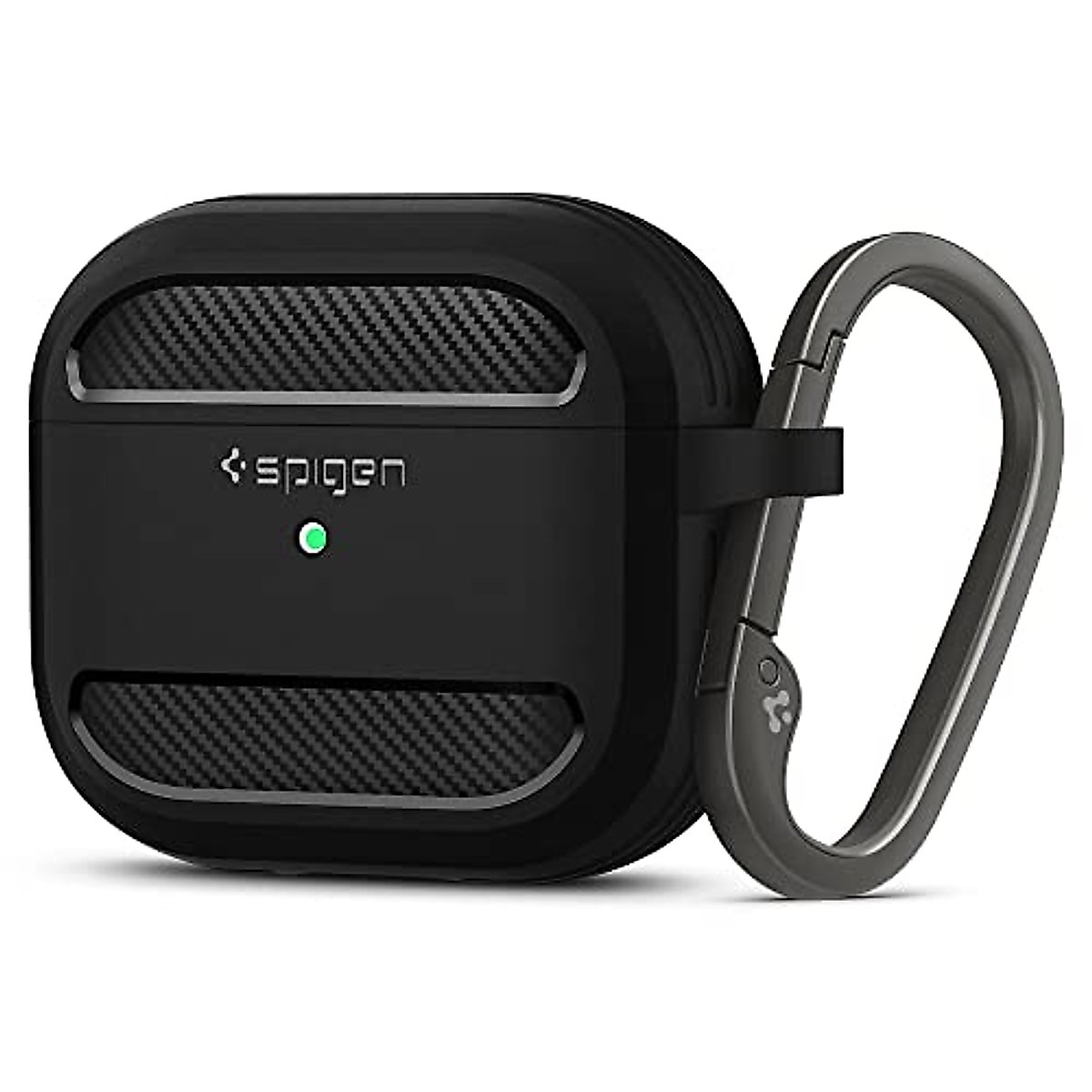 Spigen Rugged Armor Designed for Airpods 3rd Generation Case Protective Airpods 3 Case with Keychain (2021) [Durable Dual Layer Protection] - Matte Black