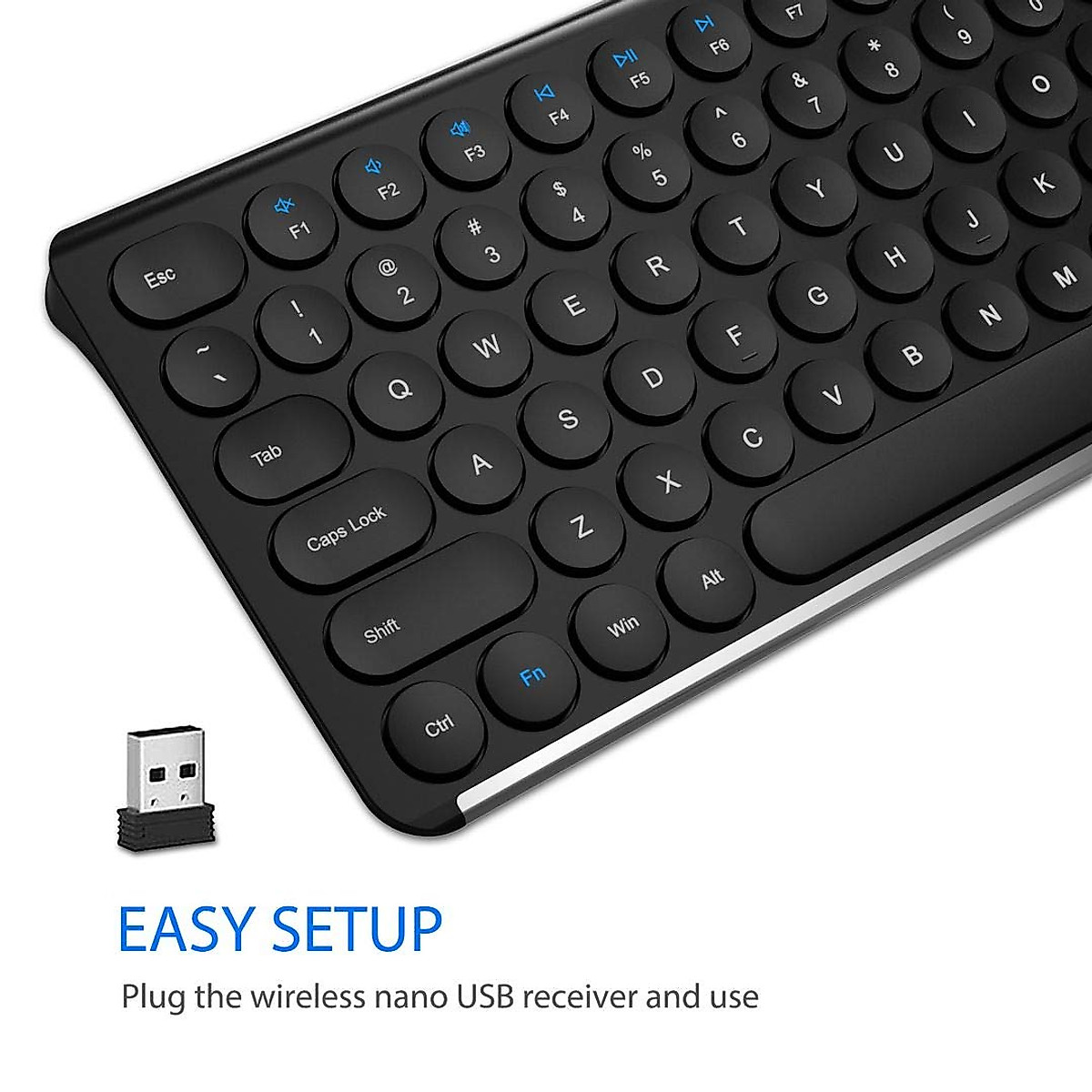 Arteck 2.4G Wireless Keyboard Stainless Steel Ultra Slim Full Size Keyboard with Numeric Keypad for Computer/Desktop/PC/Laptop/Surface/Smart TV and Windows 10/8/ 7 Built in Rechargeable Battery