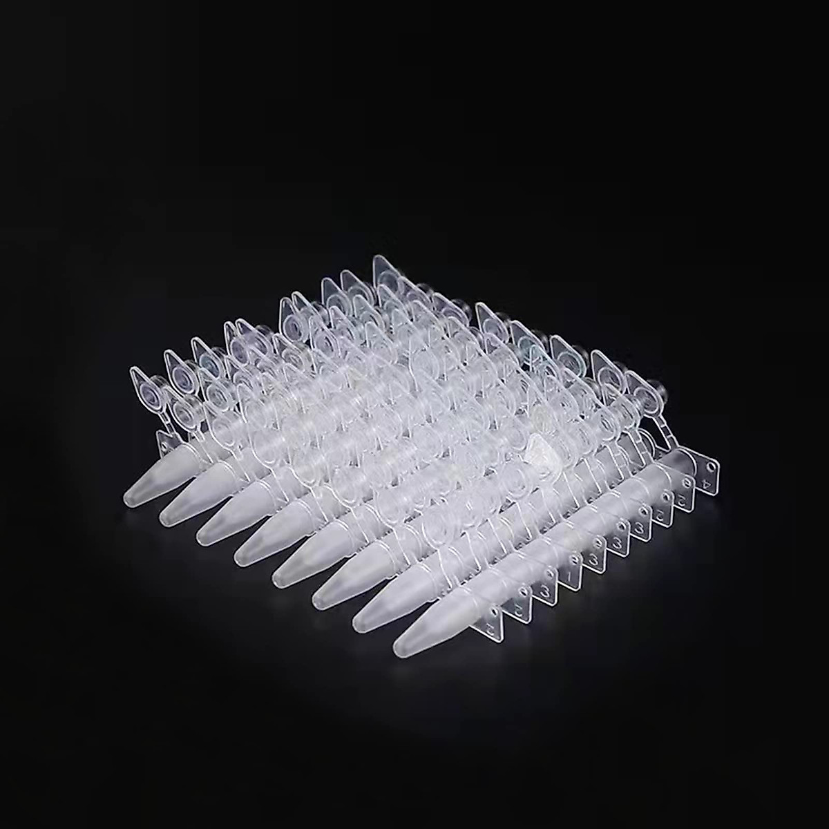 PCR Tubes - 0.2ml PCR Tubes Thin Wall, SHinged Flat Caps Attached,DNase/RNase Free,（125 Strips/Box)