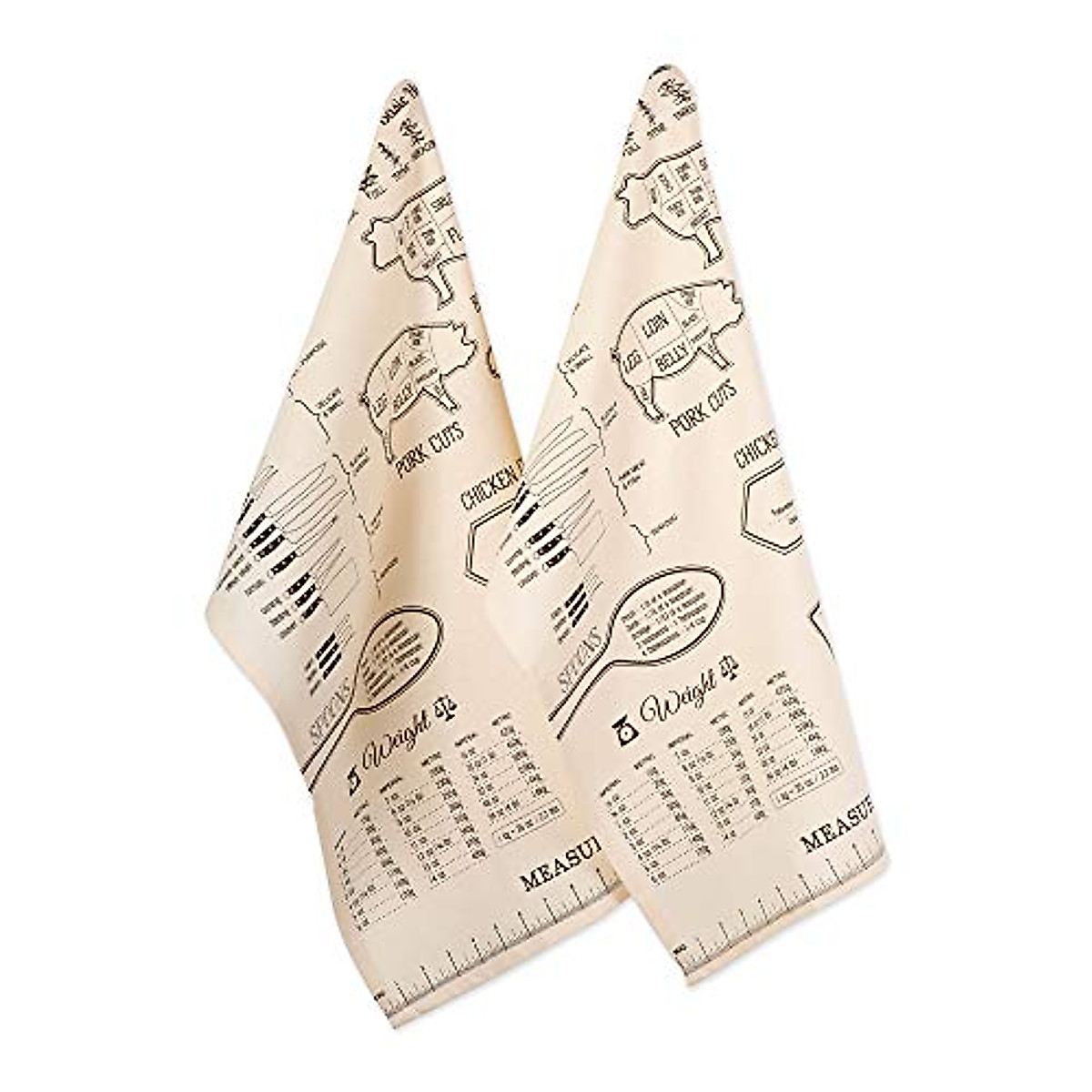 DII Cotton Printed Dish Towels, 18x28 Set of 2, Decorative Oversized Kitchen Towels, Perfect Home and Kitchen Gift - Measure Up