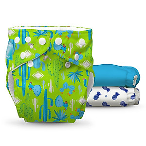 Charlie Banana Baby Washable and Reusable Cloth Diapers, 3 Soft Pocket Diapers and 6 Absorbent Inserts, One-Size, Marguarita