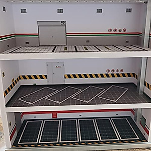 Garage Display Case Collectible Display Show Case with LED Lights,Model Car Display Case for 1:64 Scale Mini Car Parking Space Scene Collectible Gift Decoration 3 Layer Model Car Parking Lot Garage