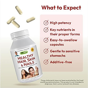 ANDREW LESSMAN Healthy Hair, Skin & Nails 60 Capsules – 5000 mcg High Bioactivity Biotin, B-Complex - Promotes Beautiful Hair, Skin, Strong Nails - No Additives Hair Growth Vitamins Biotin Supplement