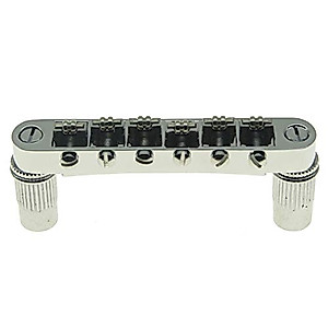 KAISH Chrome Guitar Roller Saddle Bridge Tune-O-Matic Bridge with Roller Saddles For Epi Les Paul,SG,Dot,Bigsby Guitar with M8 Threaded Posts