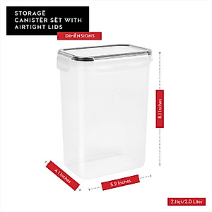 DWËLLZA KITCHEN Airtight Food Storage Container Set - 6 Pieces 2.0L - Plastic BPA Free Kitchen Pantry Storage Containers - Dishwasher Safe - Include 8 Labels and Marker - Keeps Food Fresh & Dry