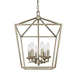 Home Decorators Collection Weyburn 6-Light Antique Silver Leaf Caged Chandelier