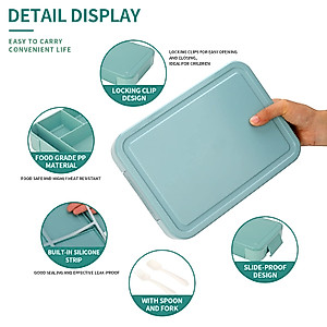 Vensp Bento Box,Lunch Box Kids, Bento Box Adult Lunch Box,Lunch Box Containers for Kids/Adults/Toddler, 1330ml-6 Compartments&Utensiles, Leak Proof,Microwave/Dishwasher/Refrigerator Safe(Blue)