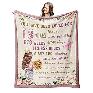 Peliny Chrid 13 Year Old Girl Gifts for Birthday Throws Blanket 60"X50" - Gifts for 13 Year Old Girls - 13th Birthday Gifts for Teen Girls - 13th Birthday Decorations for Girls Gift Ideas