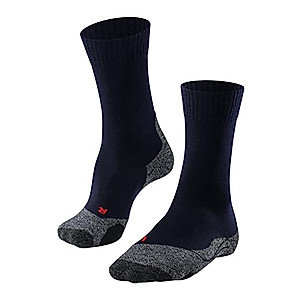 FALKE Women's TK2 Explore Hiking Socks, Mid Calf, Medium Padding, Athletic Sock, Breathable Quick Dry, Merino Wool, Blue (Marine 6120), 8-9, 1 Pair