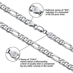 Savlano 925 Sterling Silver 3.5mm Italian Solid Figaro Link Chain Necklace Comes With a Gift Box For Men & Women - Made in Italy (18, 3.5)