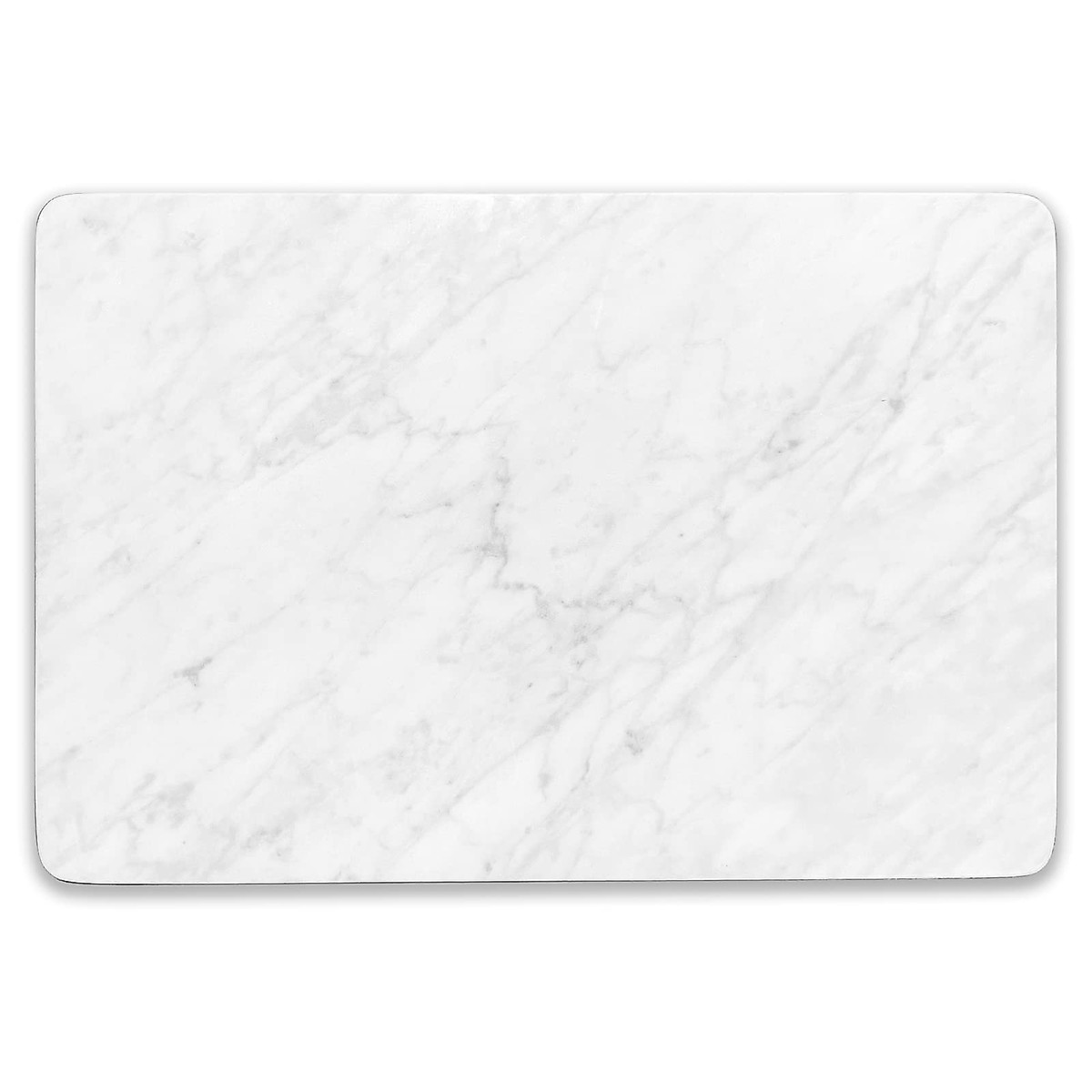 Yew & Tulip Carrara White 16” x 10” Marble Board with Non-Slip Rubber Feet - Dough Pastry and Cutting Board