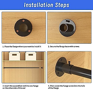 Closet Rods for Hanging Clothes - Heavy Duty Closet Poles 43-74 Inches - Adjustable Closet Rod Extender Hanging - Space Saving Closet Bar for Hanging Clothes, Laundry Room, Mud room, College Dorm