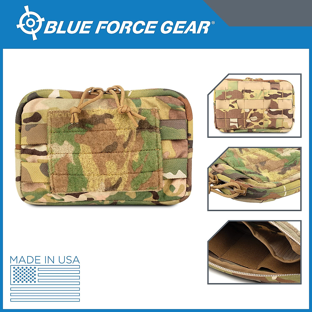 Blue Force Gear MOLLE Admin Pouch - EDC Pouch, Durable USA-Made MOLLE Accessories - Coyote Brown - 1 x 8 x 5.5 Inches