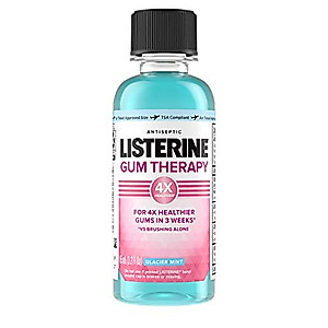 Listerine Gum Therapy Antiplaque & Anti-Gingivitis Mouthwash, Antiseptic Oral Rinse Helps Reverse Signs of Early Gingivitis, ADA Accepted, TSA-Compliant Travel-Size, Glacier Mint, 95 mL (Pack of 6)