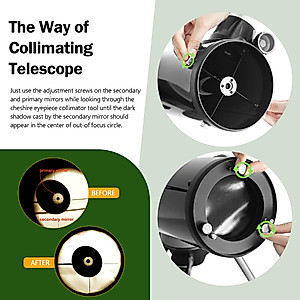 Astromania 1.25Inch Metal Collimating Cheshire Eyepiece Without Laser for Newtonian Reflector Telescope - Short Version