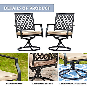 LOKATSE HOME Patio Swivel Dining Chair Set of 2 Outdoor Metal Rocker Chair Bistro Furniture with Cushion