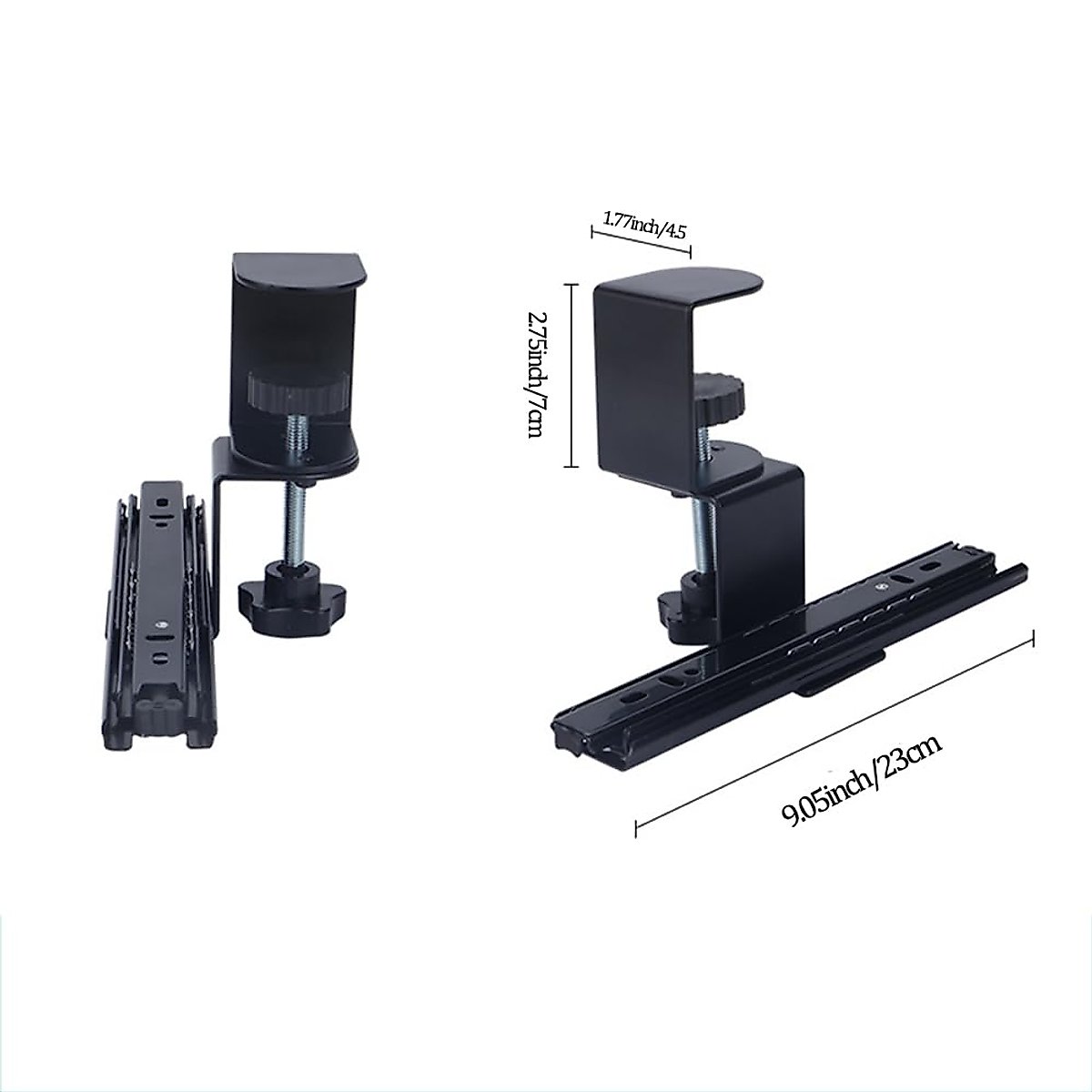 Niciksty Keyboard Tray Clamp Under Desk with Adjustable Clamp and 7.87IN Rail Set for DIY Custom Wooden Keyboard Trays (Tray Not Included), Under Desk Pull Out Slider Track with C-clamp Mount System