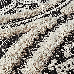 Ailsan Boho Bathroom Rugs 2' x 3', Cotton Tufted Mandala Rug Machine Washable Farmhouse Rug Hand-Woven Small Area Rug with Tassels, Soft Indoor Floor Mats for Entryway Kitchen Bedroom