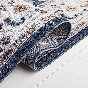 Safavieh Bayside Collection Area Rug - 8' x 10', Blue & Grey, Traditional Oriental Design, Non-Shedding & Easy Care, Machine Washable Ideal for High Traffic Areas in Living Room, Bedroom (BAY100M)