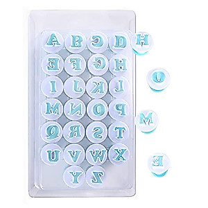 Nuoda Alphabet Letters, 26pcs Uppercase Letters Fondant Cake Biscuit Mold,Cake Decorating Tools, Cookie Stamp Impress,Embosser Cutter, DIY Sugar Craft Cookies Plunger-Plastic (Uppercase Letters)