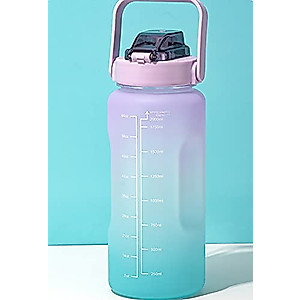 Jinberry Large 2L/64Oz Half Gallon Leakproof Water Bottle with Straw and Time Marker, BPA Free Motivational Sports Water Bottle Jug