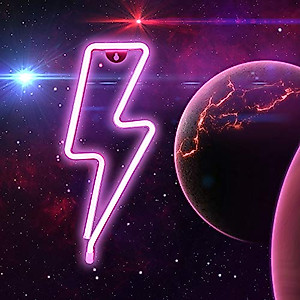 Neon Sign,Neon Signs for Bedroom,Neon Lights Signs for Wall Decor,LED Pink Blue Lightning Bolt Neon Signs,Neon Party Decorations,Bedroom,Living Room,Bar,Christmas Decor Supplies（2 Pack）