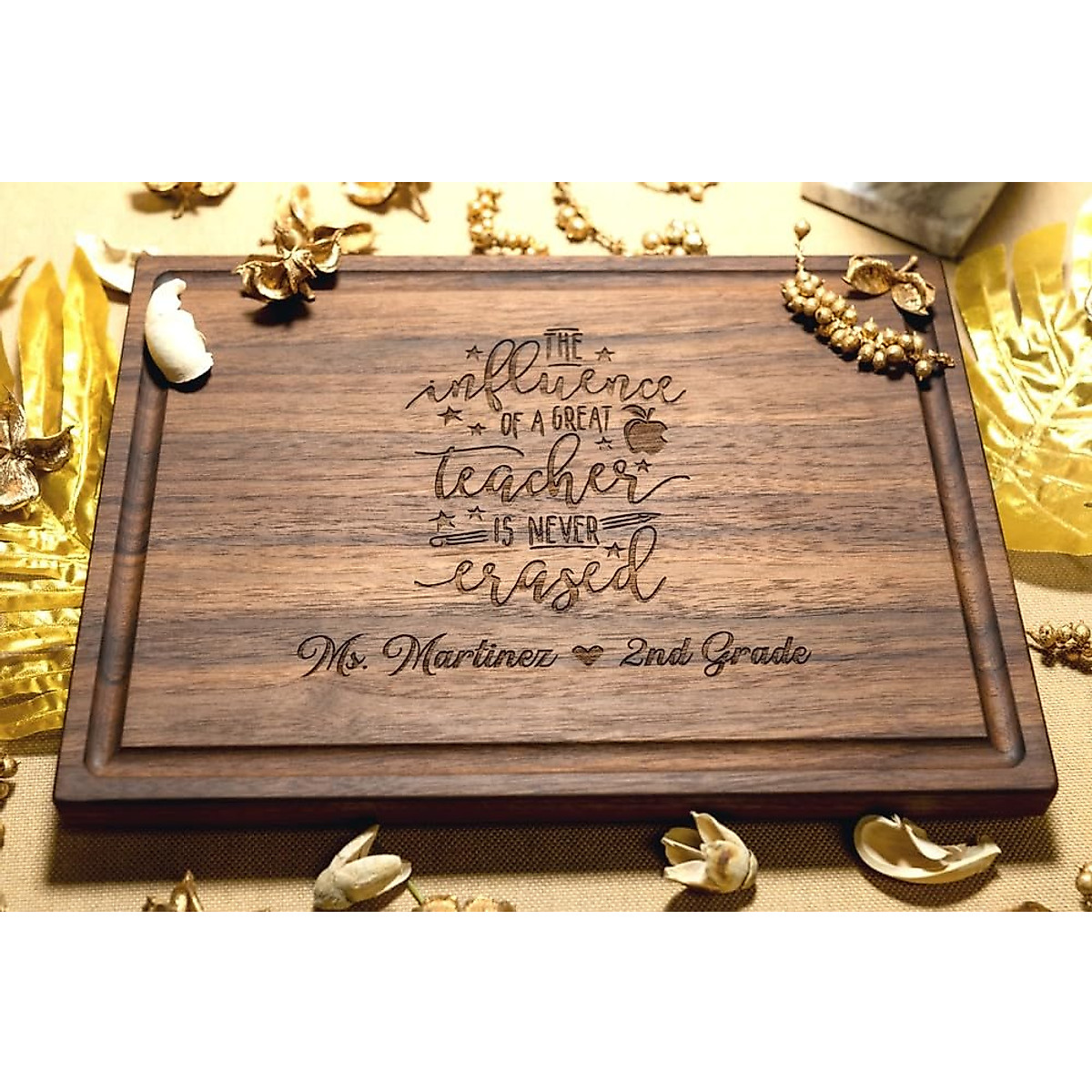 Walnut Artisan Personalized Cutting Boards, Custom Appreciation Gift Idea, Wood Engraved Charcuterie Board for First Grade, Teacher Design 104