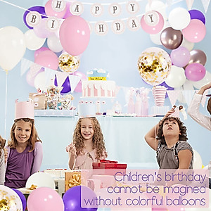 ANGSKALSA Balloon Garland Arch Kit - 167Pcs Baby Shower Decorations for Girl with Butterfly Stickers, Pink Purple White Gold Confetti Balloons for Birthday Party Bridal Shower Wedding Decorations