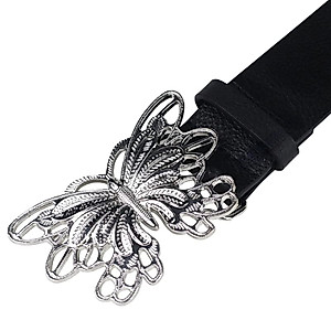 Fairy Grunge Leather Belts Y2K Women Butterfly Fairycore Punk Goth Buckle Grommet Waist Belt Accessories (Black,110cm/43?)