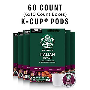 Starbucks K-Cup Coffee Pods—Dark Roast Coffee—Italian Roast for Keurig Brewers—100% Arabica—6 boxes (60 pods total)