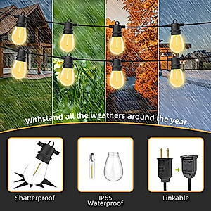 RTTY Outdoor String Lights 150 ft,Led Outside Patio Lights String with 45pcs Plastic Bulbs,Shatterproof String Lights for Backyard,Cafe,Bistro